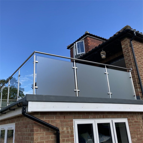 Frosted glass railing balcony privacy screen stainless steel glass railing