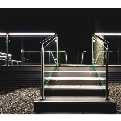 Exterior glass balustrade post glass railing with led light