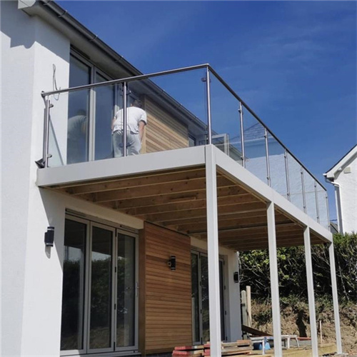 Round post glass railing stainless steel post railing balcony glass railing