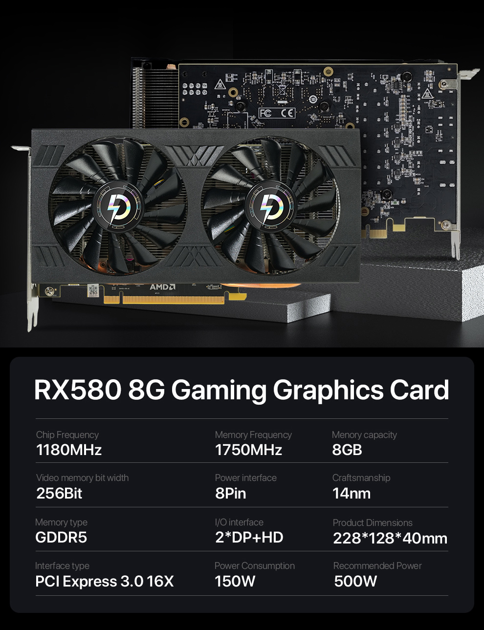 Rtx 5070 RX 580 Graphics Card 8GB GDDR5 256 Bit, Support Dual Cooling ...