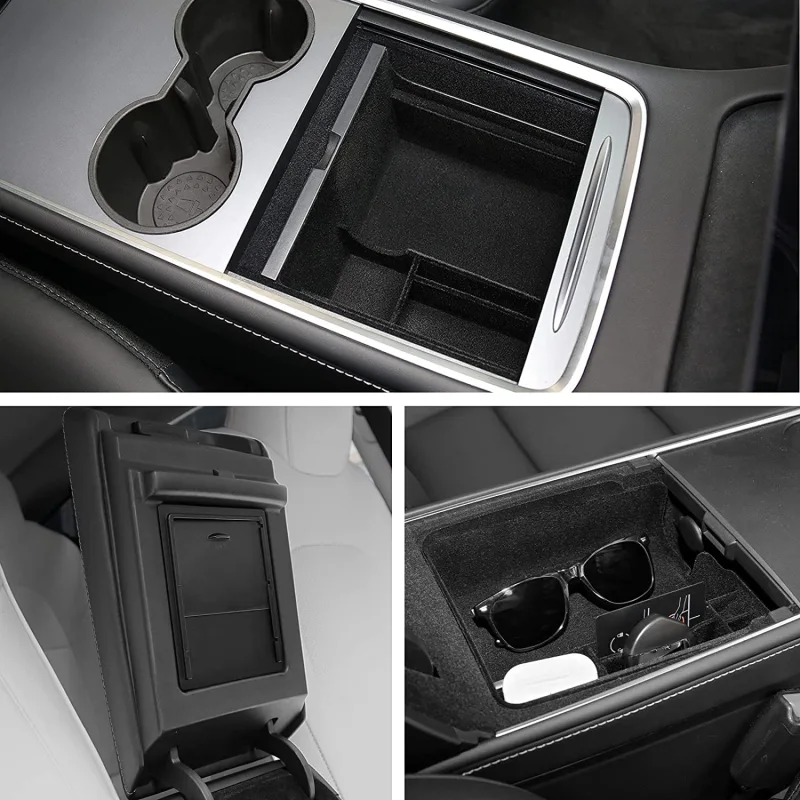 2022 Upgraded 3PCS Model 3 Model Y Flocked Center Console Organizer ...
