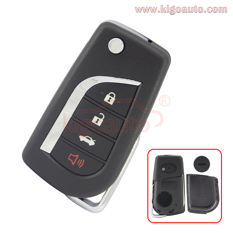FCC HYQ12BFB Flip remote key shell 4 button VA2 / TOY48 / TOY43 blade ...