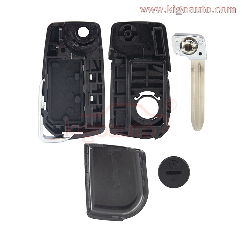 FCC HYQ12BFB Flip remote key shell 4 button VA2 / TOY48 / TOY43 blade ...