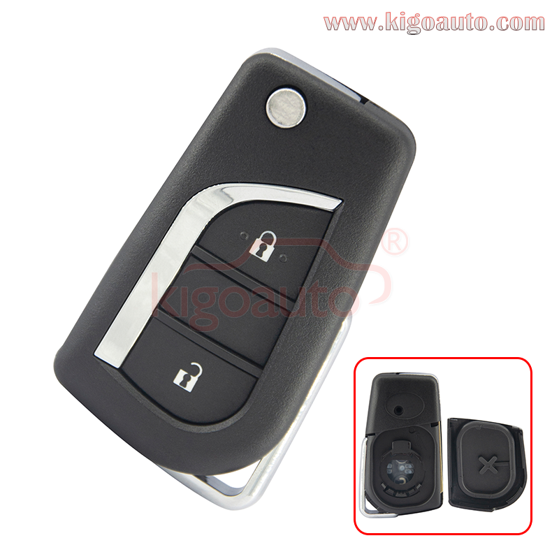 Flip remote key shell 2 button VA2 / TOY48 / TOY43 blade for Toyota Camry