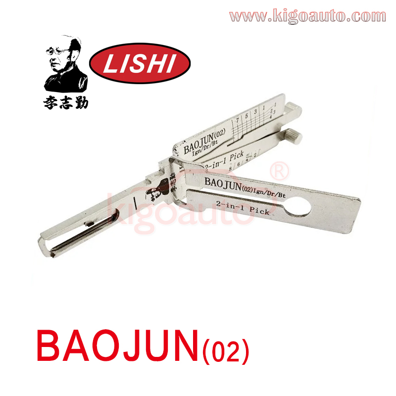 Original Lishi BAOJUN(02) Ign/Dr/Bt 2-in-1 Lock Pick and Decoder
