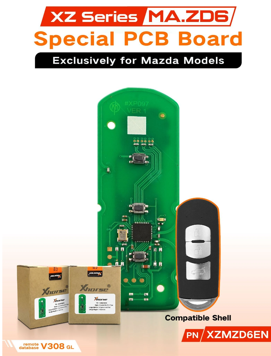 Xhorse XZMZD6EN XZ Series MA.ZDE Special PCB Board 3 Button Exclusively ...