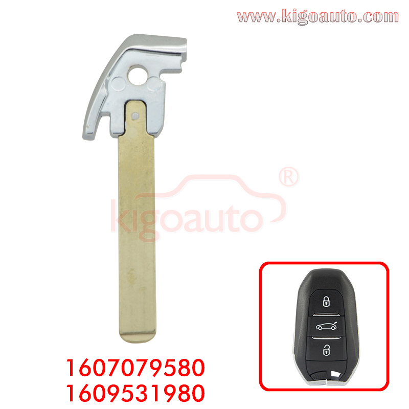 PN 1607079580 Smart key blade VA2 HU83 for Citroen DS3 DS4 DS5 Peugeot ...