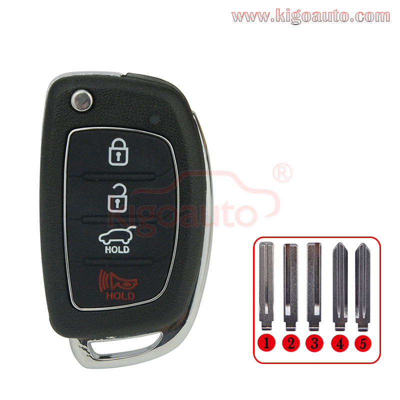 FCC TQ8-RKE-4F25 Flip key shell 3 button with panic for Hyundai Tucson ...