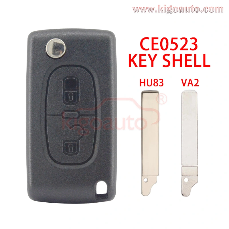 CE0523 remote key shell 2 button VA2/HU83 blade (without battery holder ...