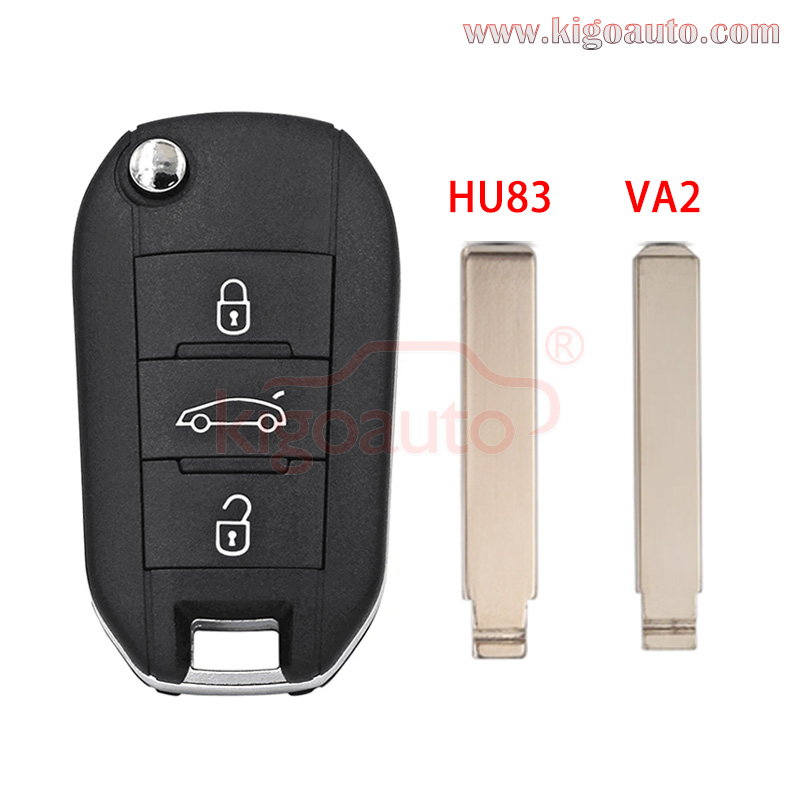 Flip Remote Key Shell 3 Button Middle Trunk HU83 / VA2 Blade for For ...