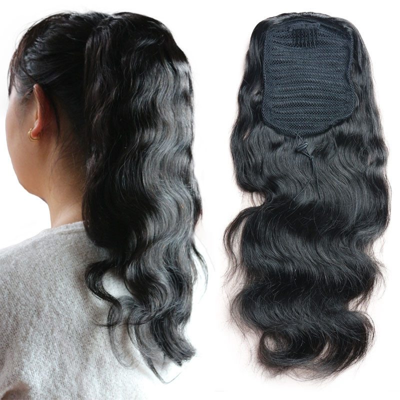 Brazilian Body Wave Ponytail Wrap Hair Extension Clip In ponytail ...
