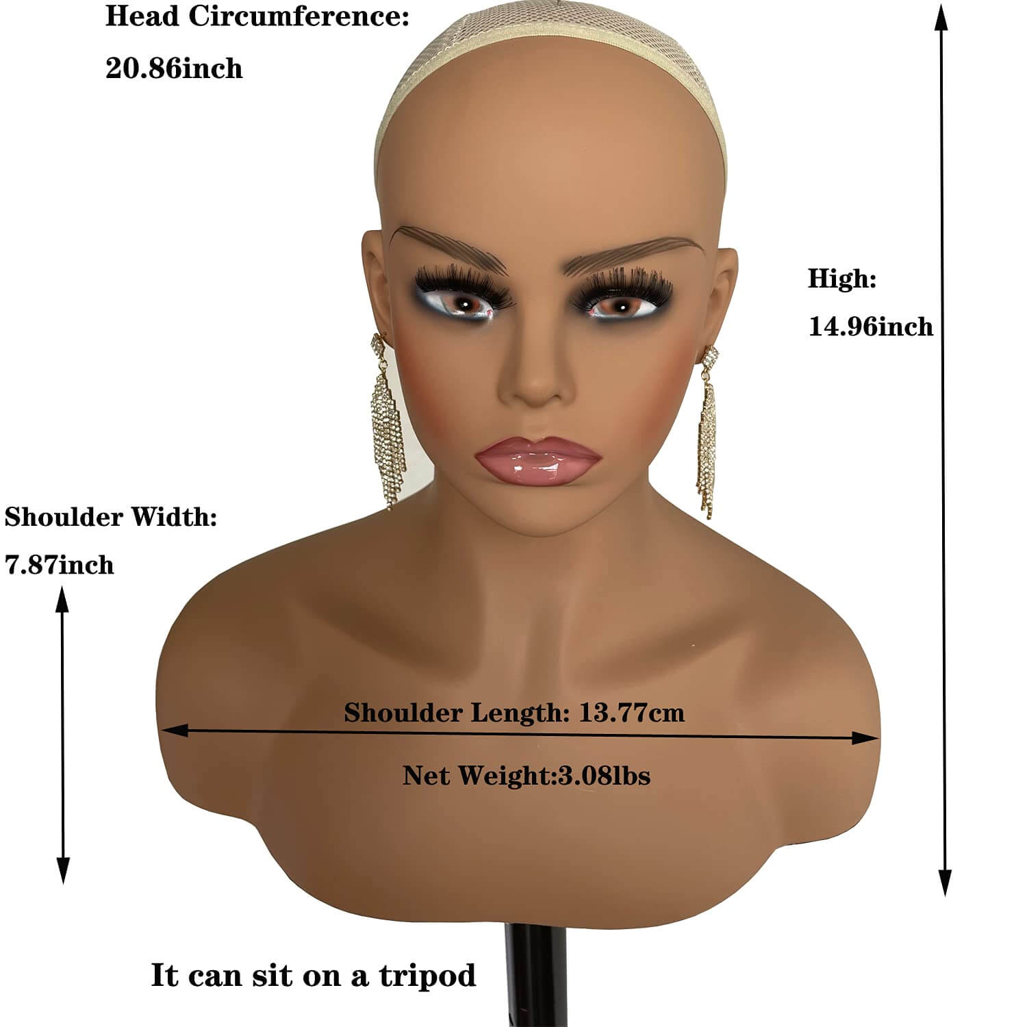 Realistic Female PVC Mannequin Head With Face and Shoulders Display ...