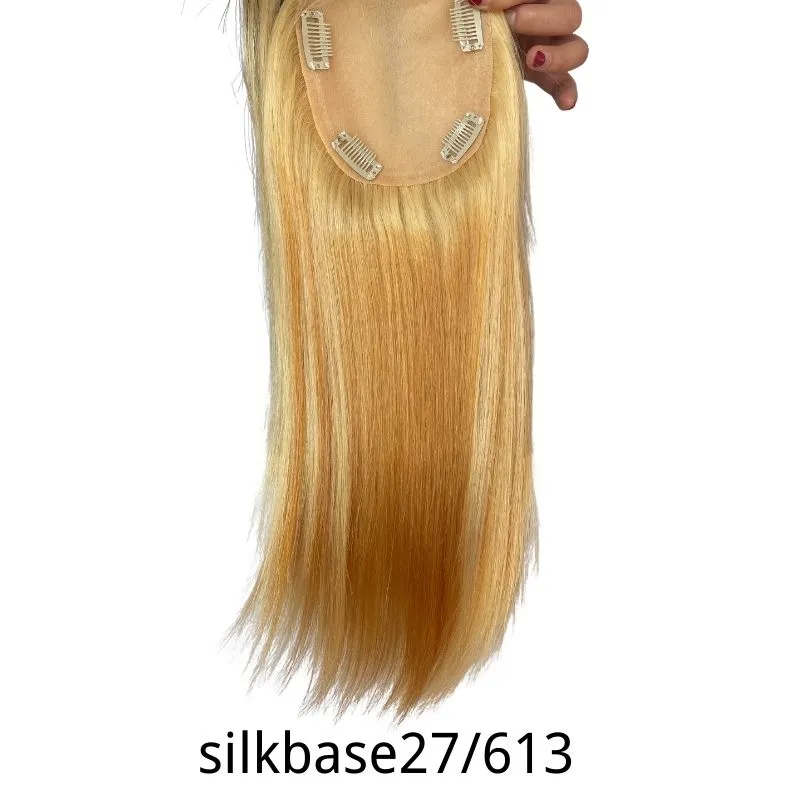 Silk Base 12x13cm Skin Topper Real Human Hair Women Toupee 4 Clips In ...
