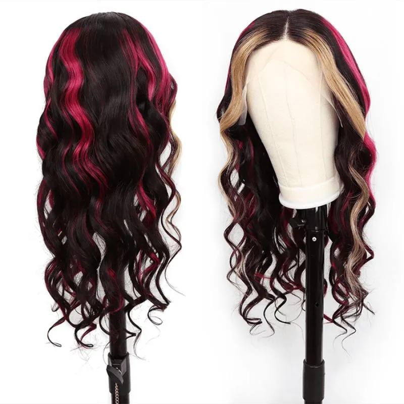 Highlight Wig Human Virgin Hair Pre Plucked Lace Front Wig For Woman