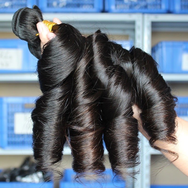 Natural Color Egg Curl Brazilian Virgin Human Hair Weave 4pcs Bundles ...