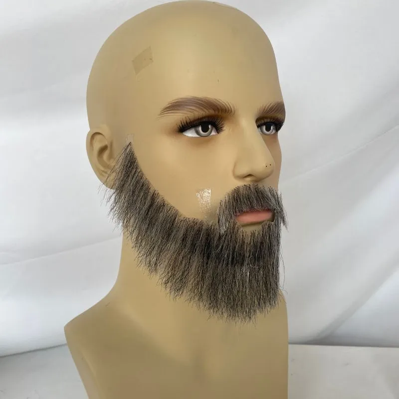 Grey Color Face Fake Beard Brown Color Swiss Lace Fake Beard And ...