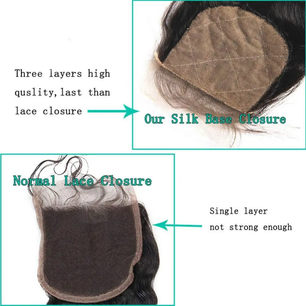 Silk Base Top Closure Bleached Knots 100% Brazilian Virgin Human Hair ...