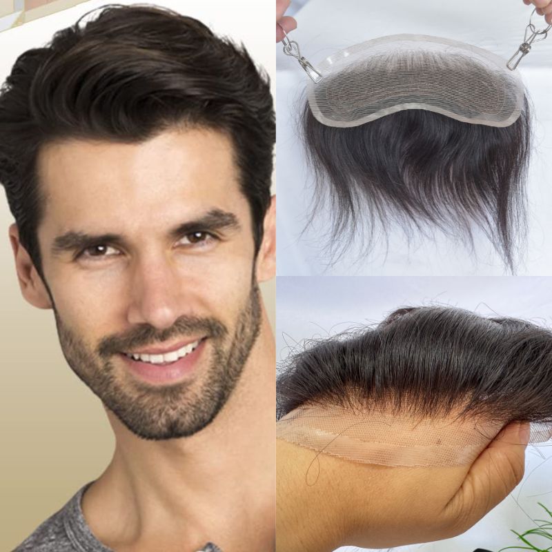 4x18 cm Men's Full Swifss Lace Human Hair Front Hairline 100% Real ...