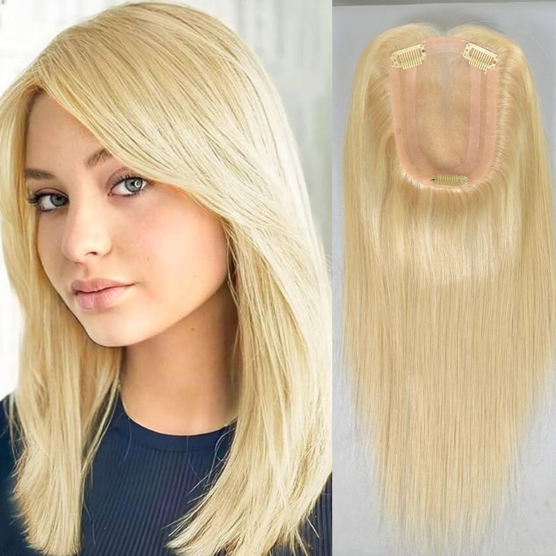Mono Lace with PU Human Hair Toppers for Women 4x6 Inch Base 100% ...
