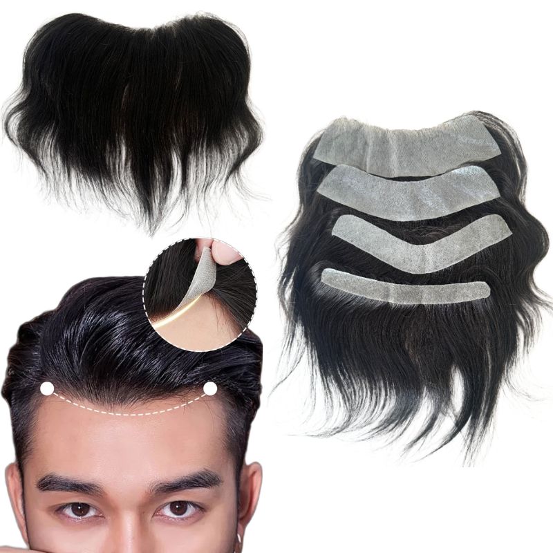 Men's Toupee Front Hairine Thin Skin PU V Loop Front Hair Replacement ...
