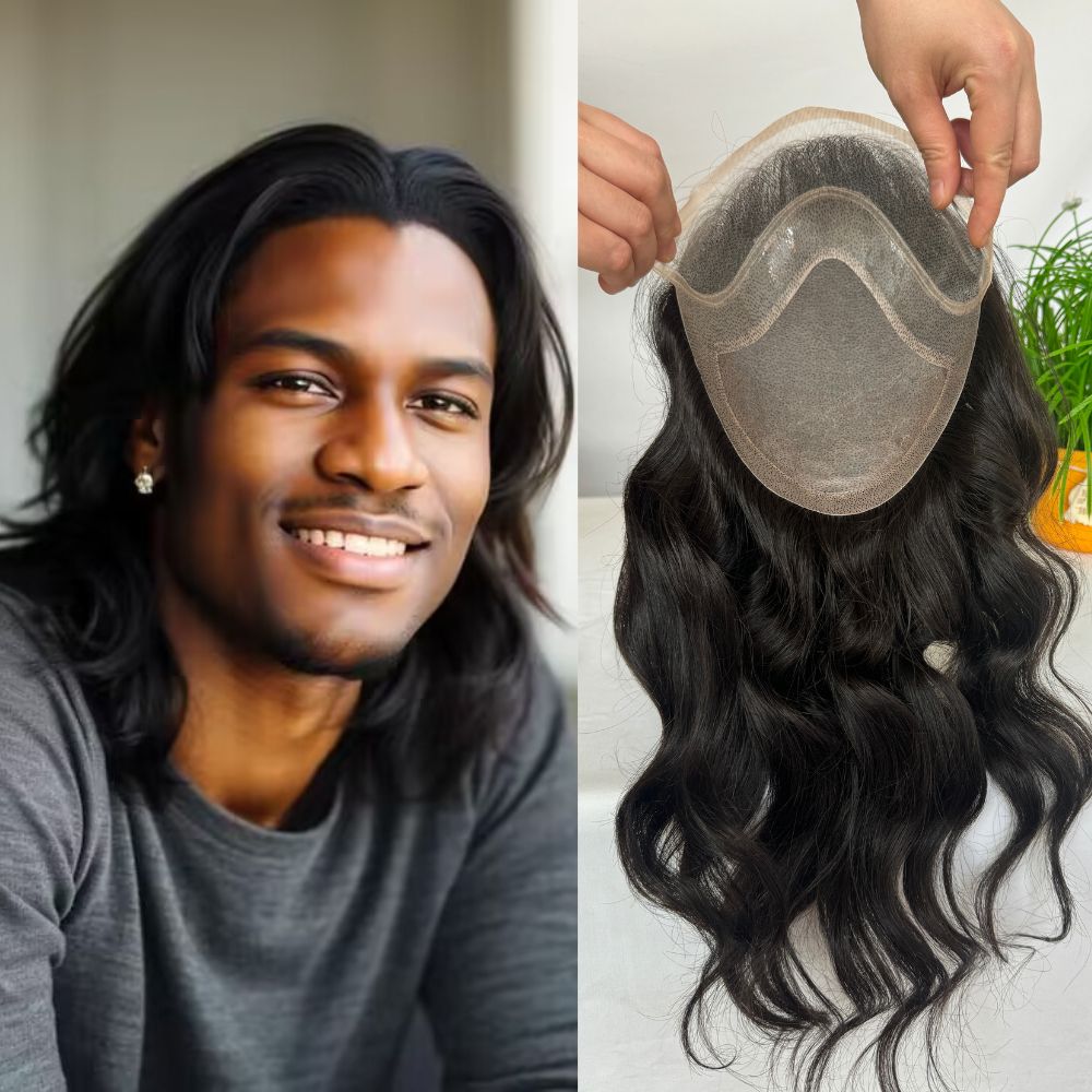 12inch Long Hair Mens Toupee10"×8"Hairpieces for Men 100%European ...