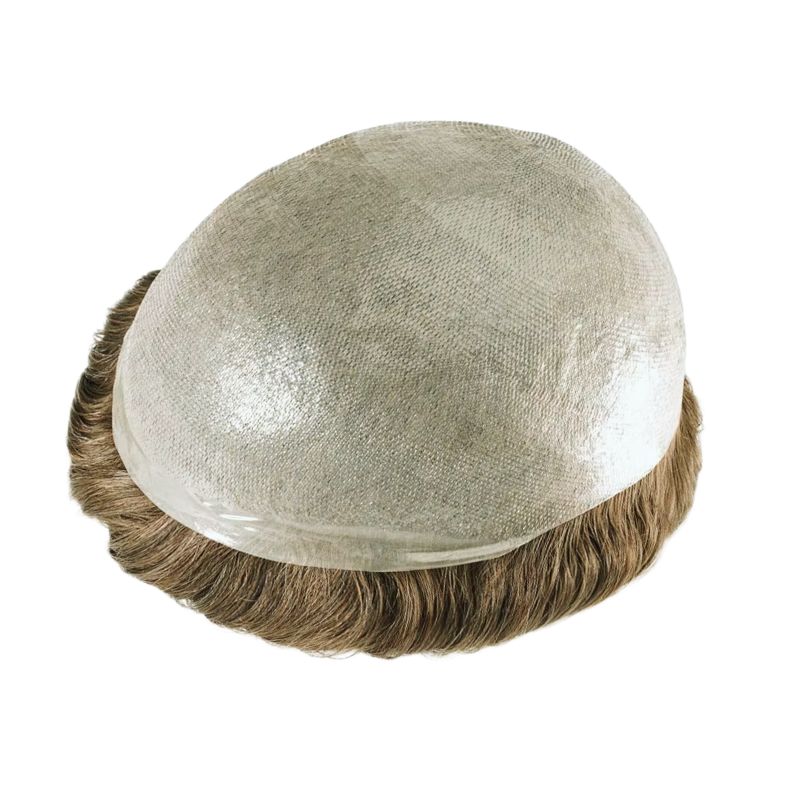 Custom V-looped Thin Poly Skin Full PU Base Hair System For Men Wigs