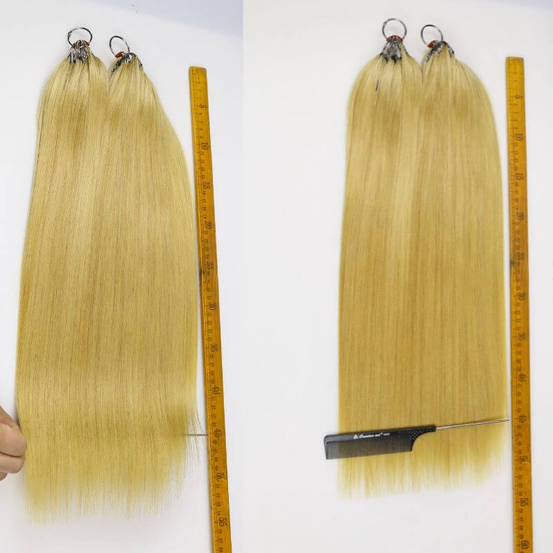 #613 Blonde Feather Line Hair Extensions 100% Human Hair Natural ...
