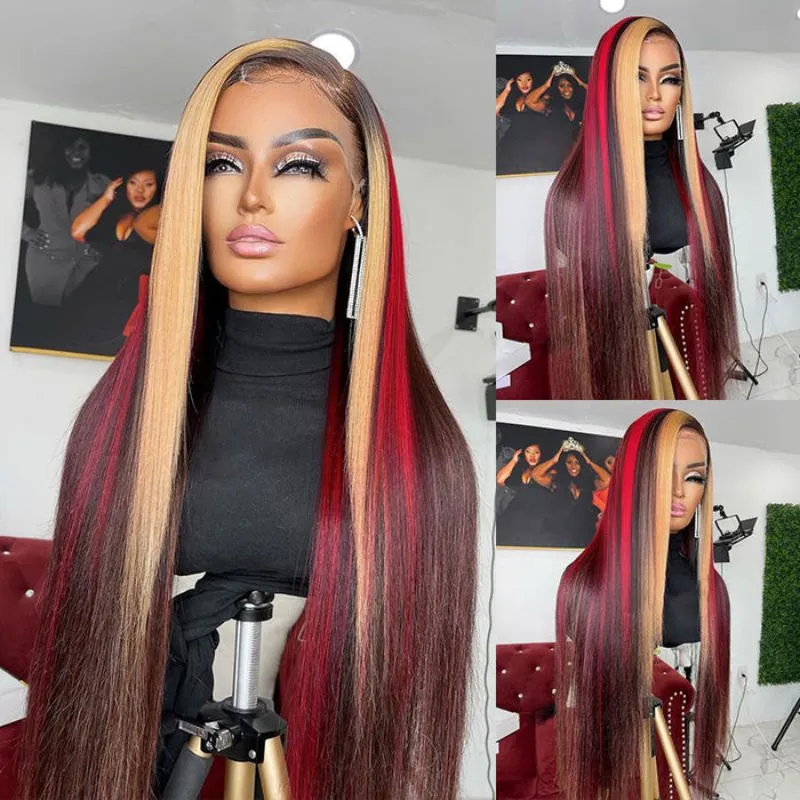 Highlight Wig Human Virgin Hair Pre Plucked Lace Front Wig For Woman