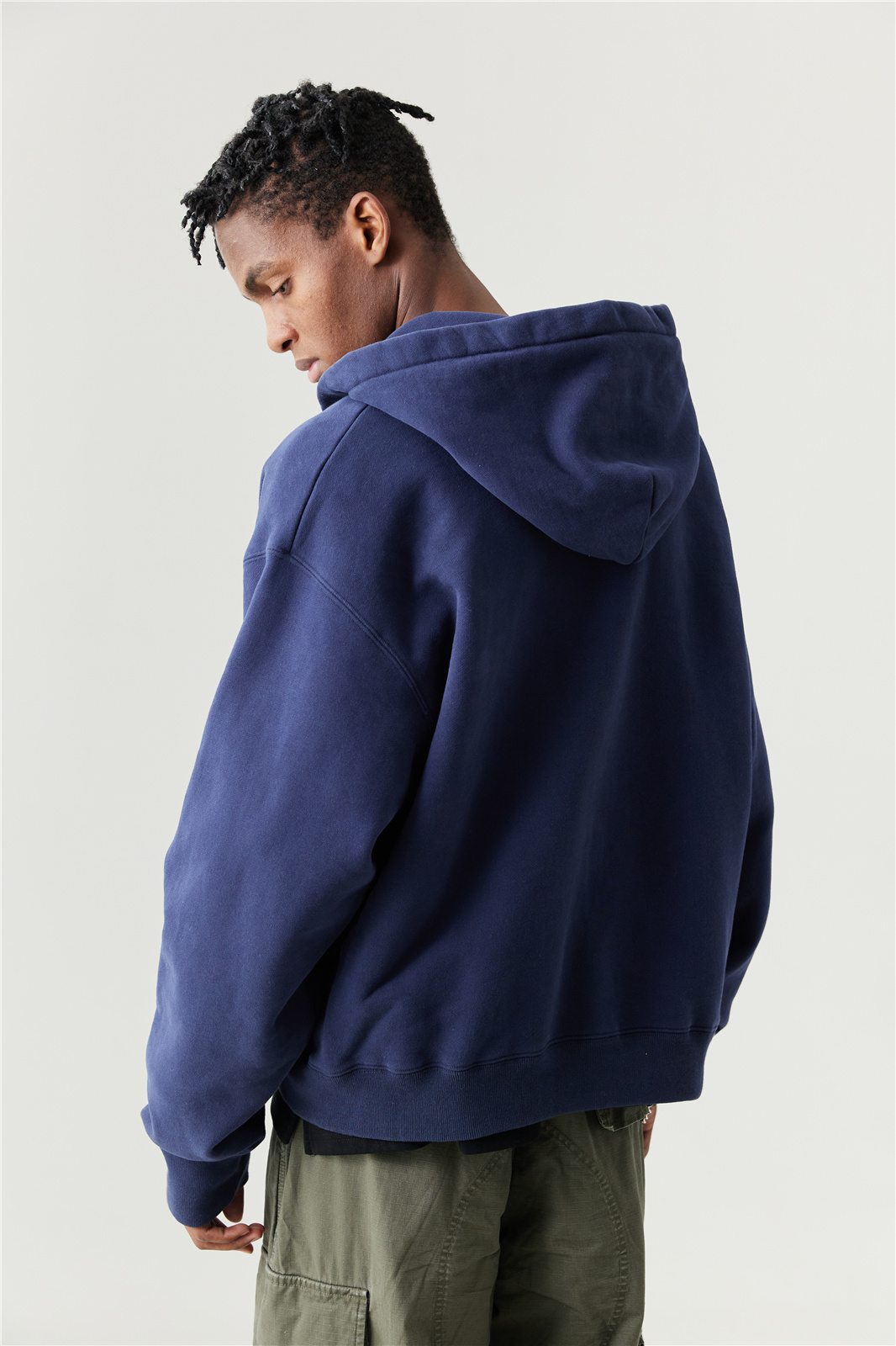 550gsm cropped blank zip up hoodie