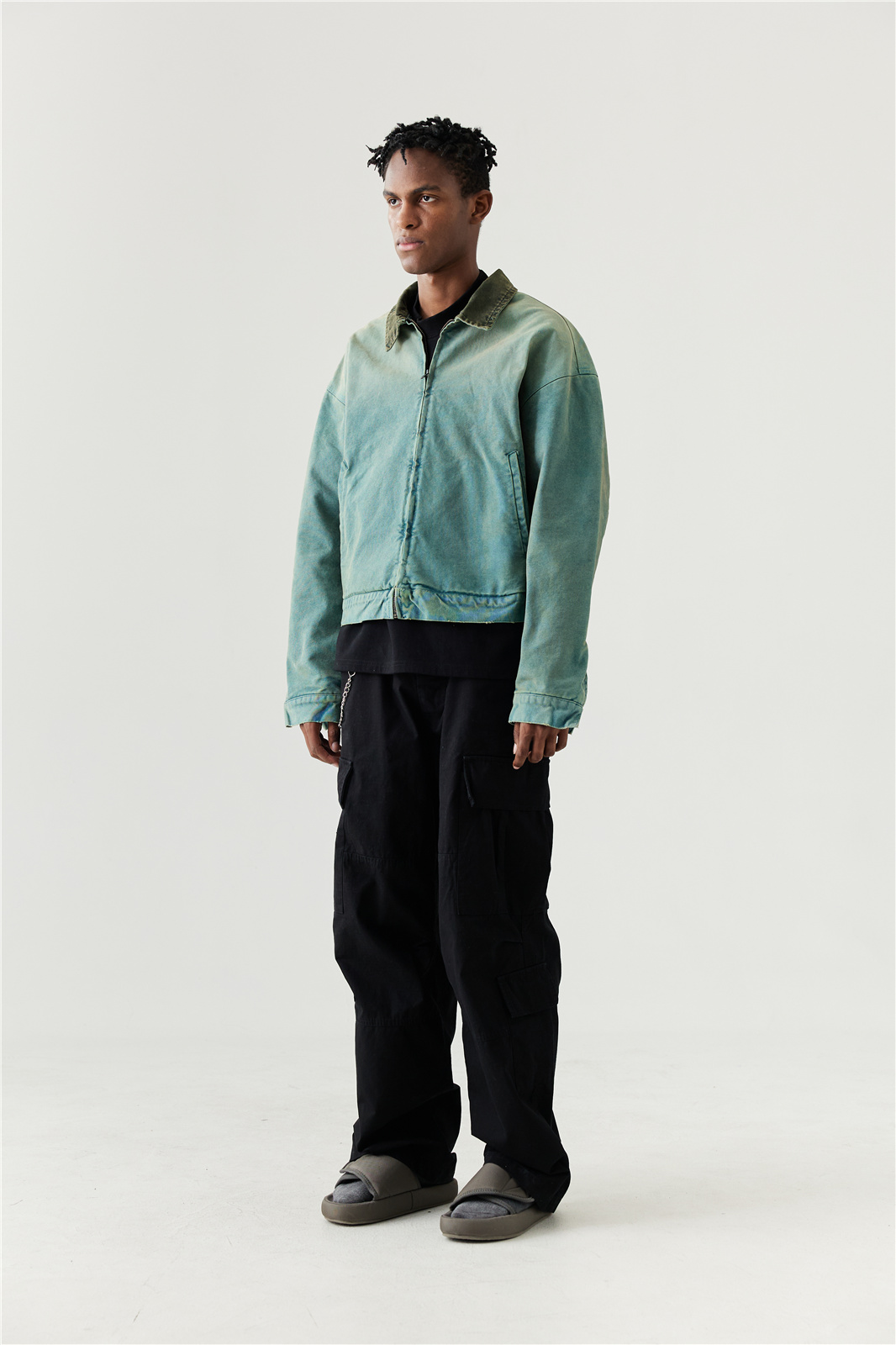 cropped double layered canvas jacket