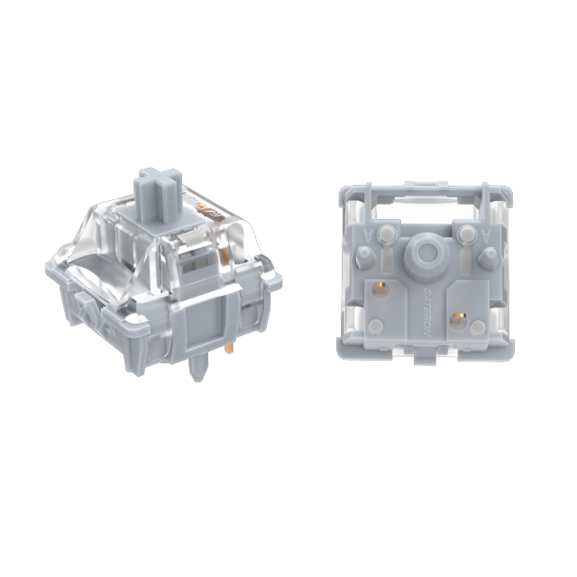 GATERON 0° Silent Silver Keyboard Switches, Linear Dual-Rail 45g Force ...