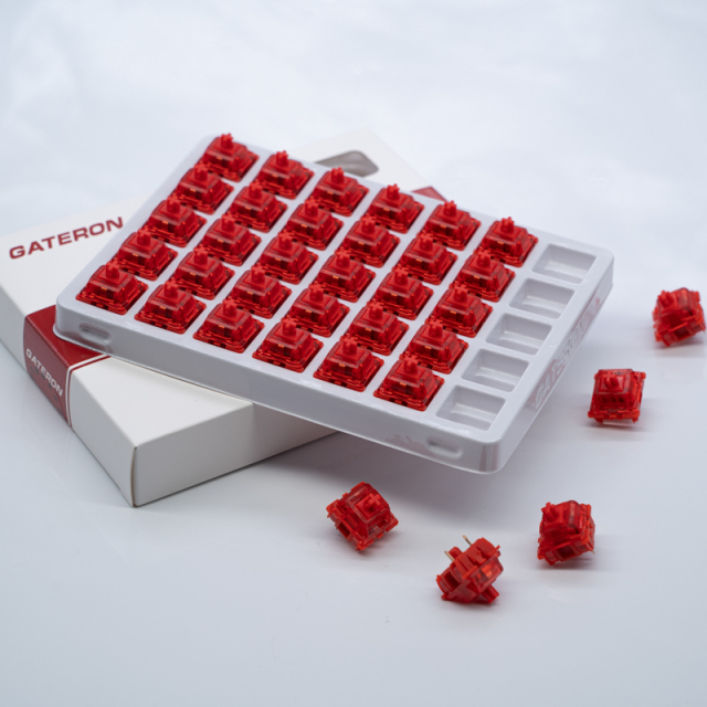 GATERON Phantom Red Linear Keyboard Switches, RGB LED Pre Lubed 3 Pin ...
