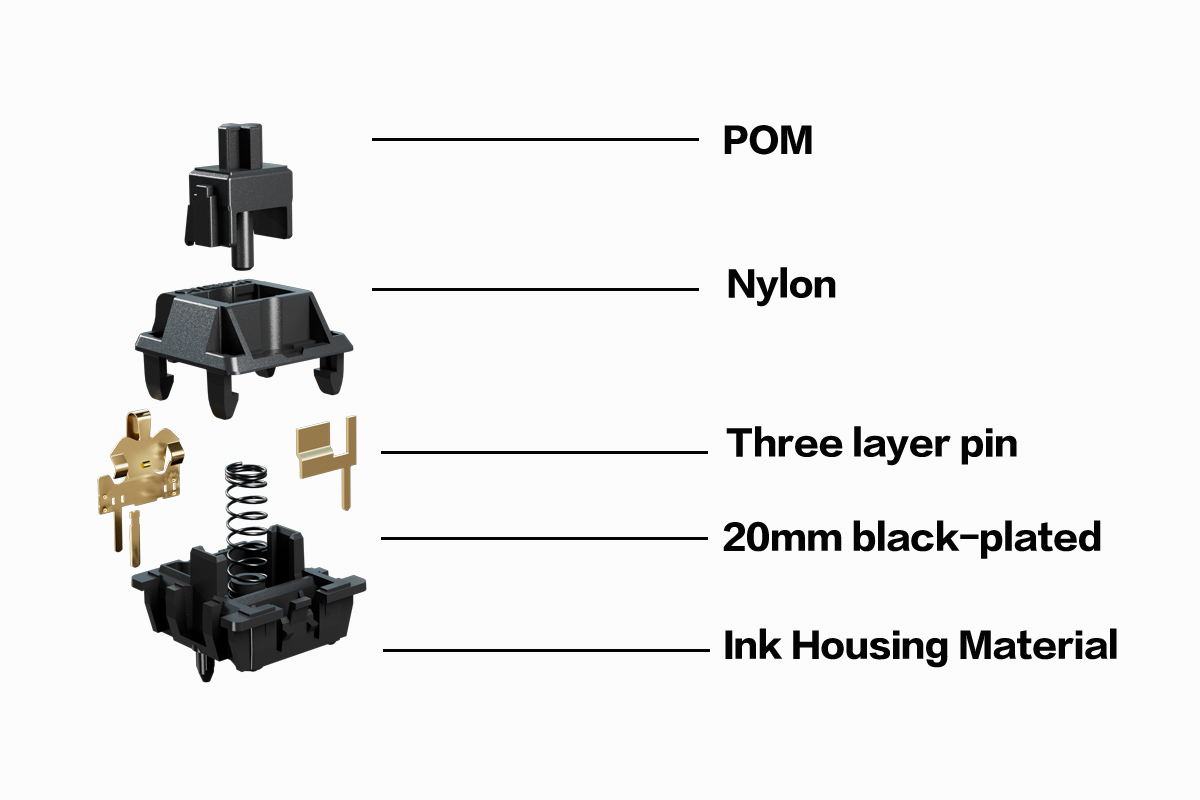 GATERON Oil King Keyboard Switches, 5 Pin 55gf Pre-lubed Plate Mounted ...