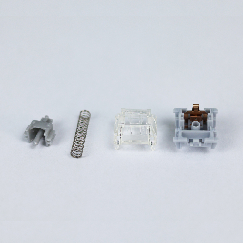 GATERON 0° Silent Silver Keyboard Switches, Linear Dual-Rail 45g Force ...