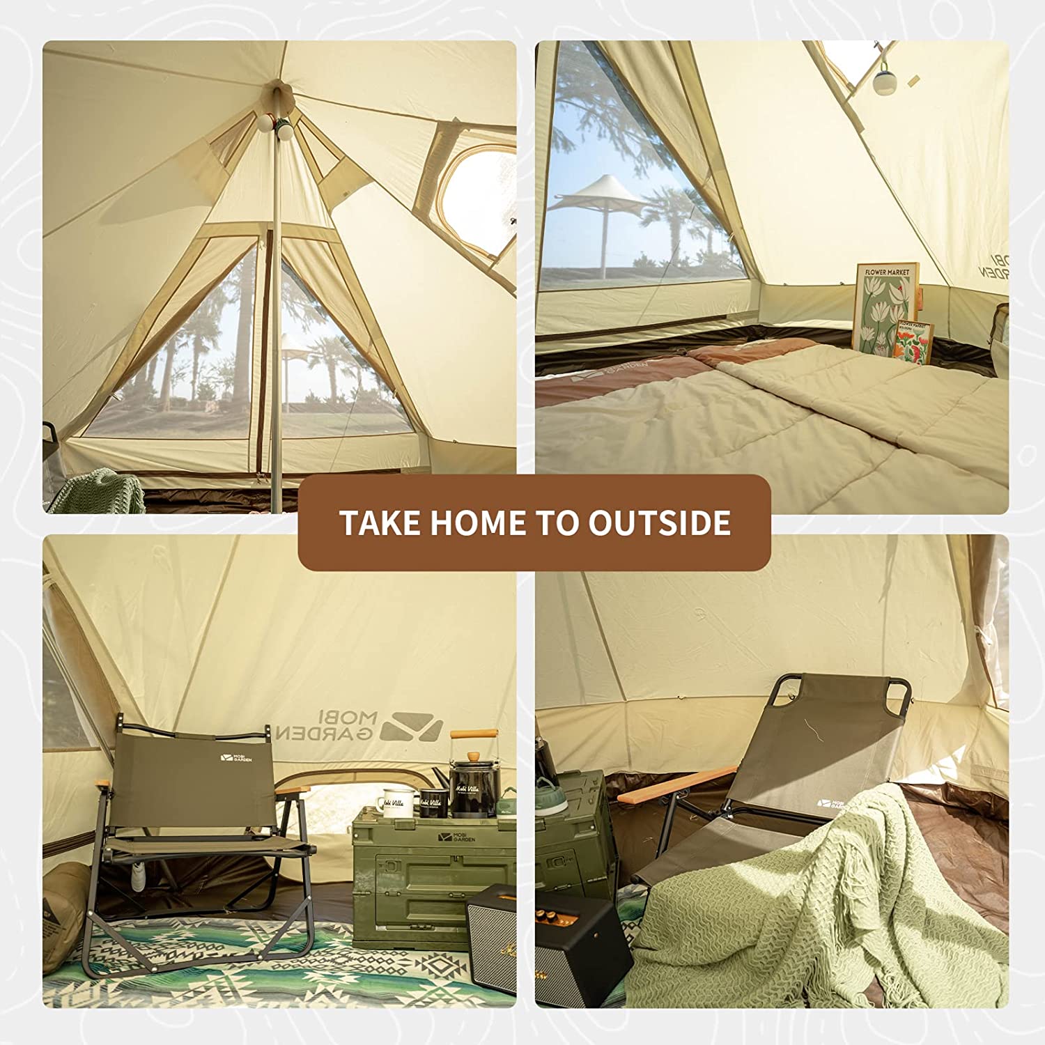 Cotton Canvas Luxury Yurt Camping Tent,Awning Tarp&Tent