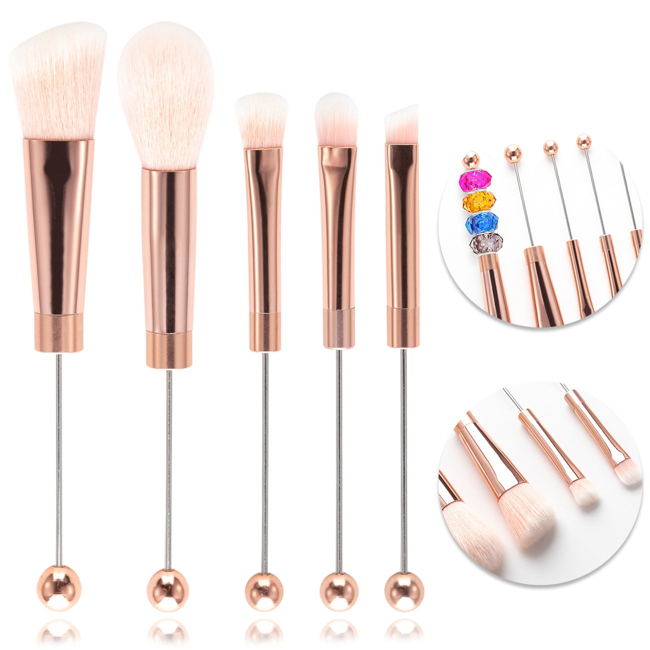 M508 DIY Beaded metal makeup brush set,4~10pcs set