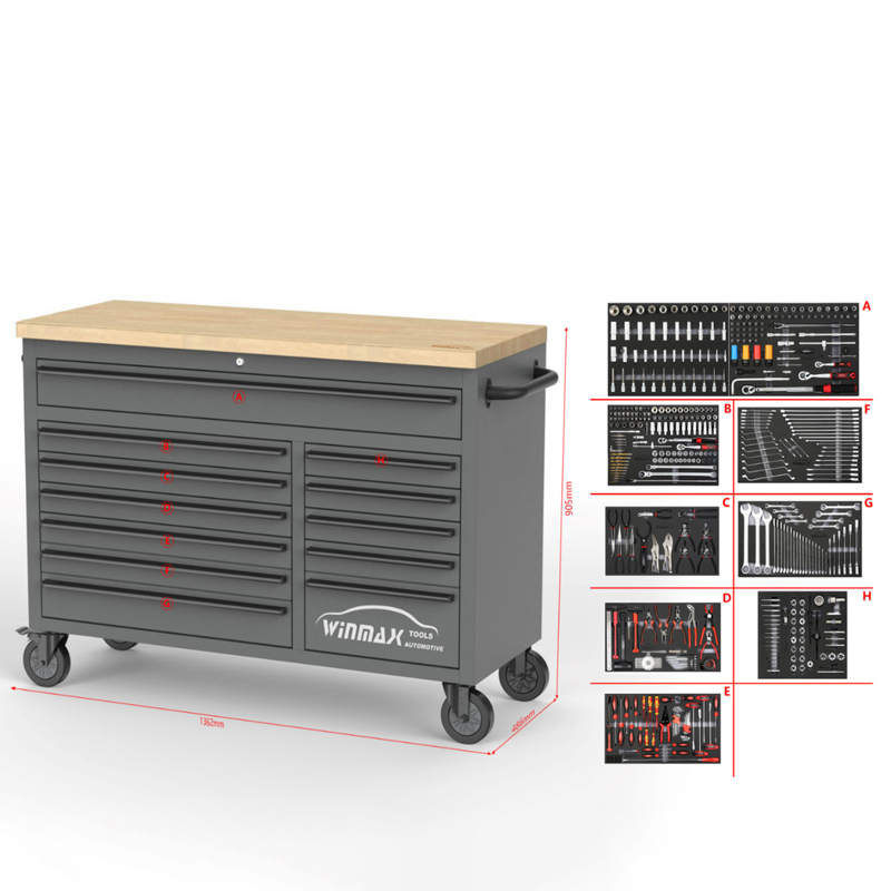 Winmax/48" 12-Drawers Roller Cabinet Toolbox Workstation with 471PCS ...