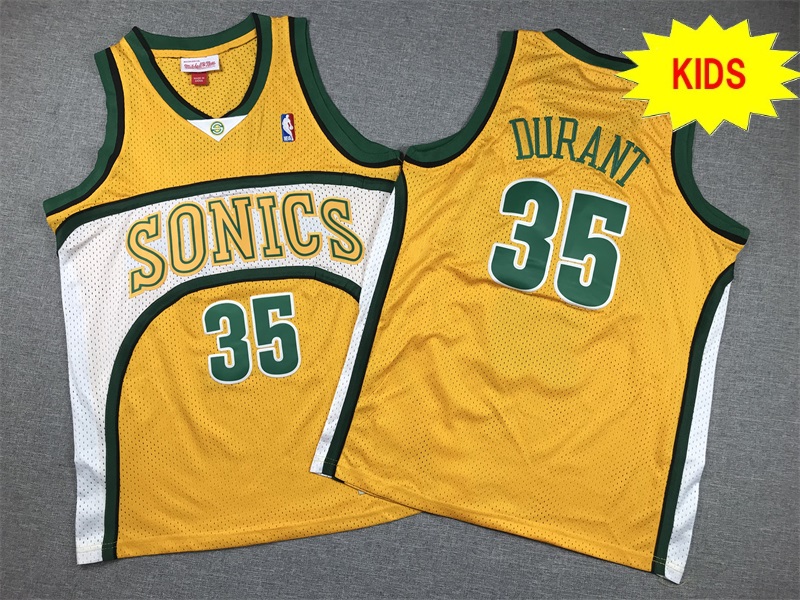 KIDS- Seattle SuperSonics #35 DURANT / yellow 【Embroidery】