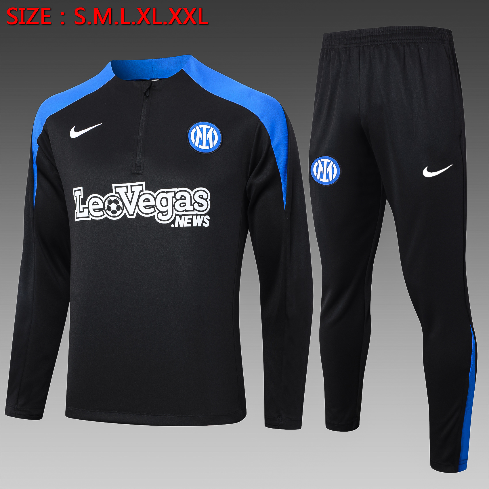 Tracksuit - Inter Milano / 2024-25 / half zipper / black,Half Zipper