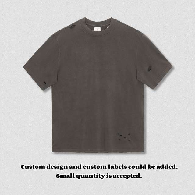 Custom 260g Ripped T-shirt in 4 Different Color Options S317