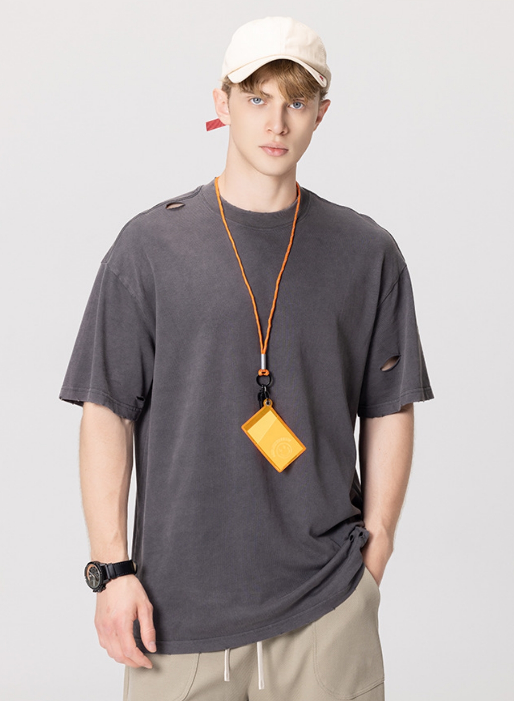 Custom 260g Ripped T-shirt in 4 Different Color Options S317