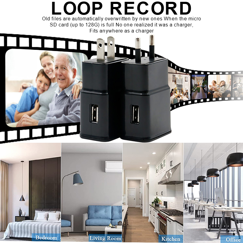 4K/1080P Mini USB Wall Charger Wifi Spy / Hidden Camera
