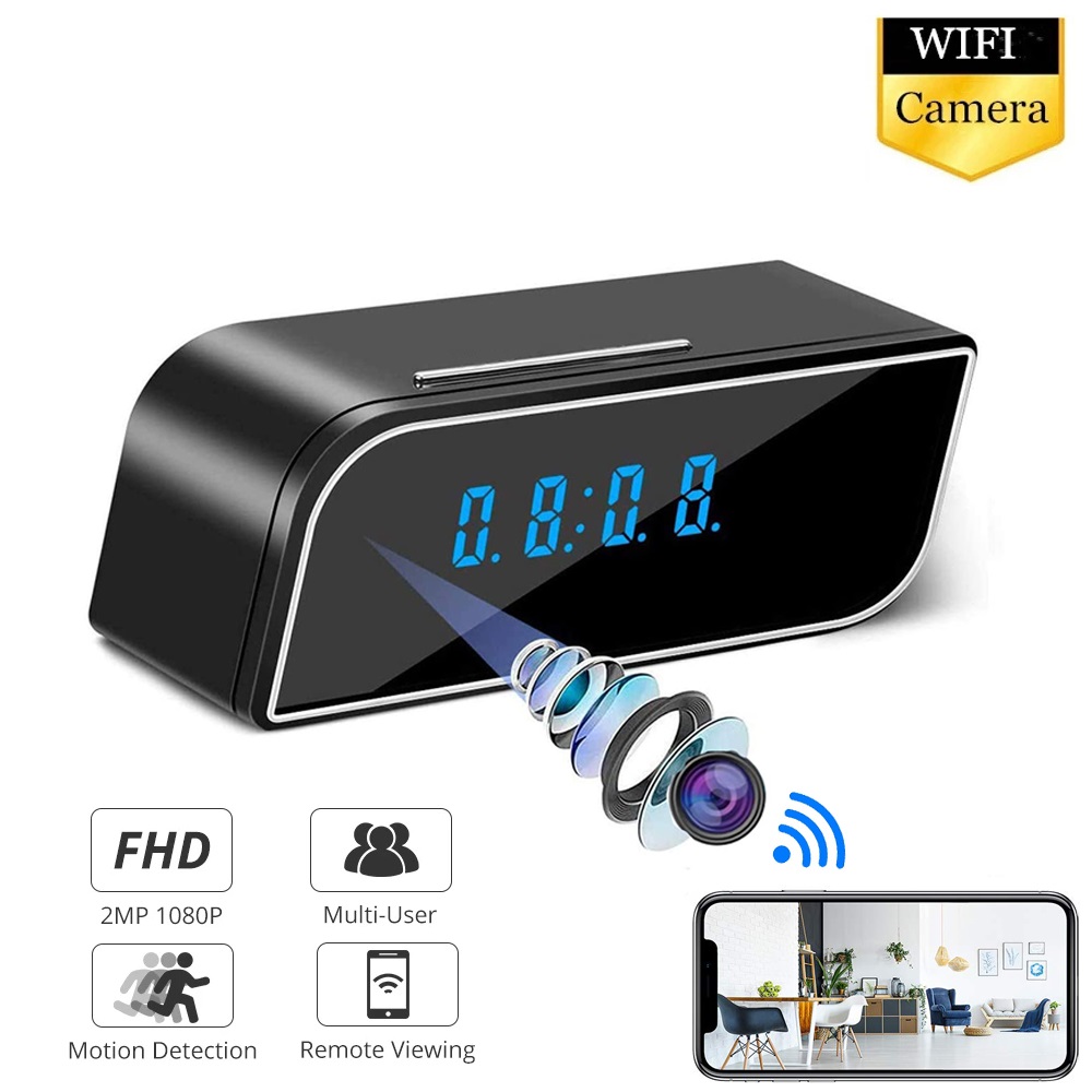 Spy Camera Clock WiFi 4K/1080P Wireless Security Nanny Camera Video ...