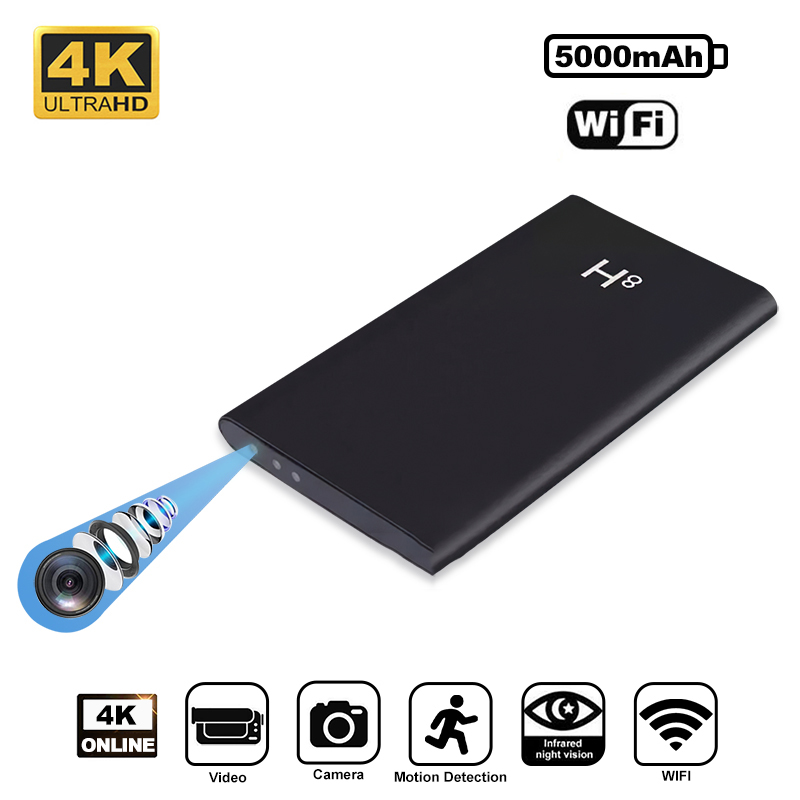H8 Power Bank Mini WIFi Camera 4K Ultra HD Portable 5000mAh Nanny Cam ...