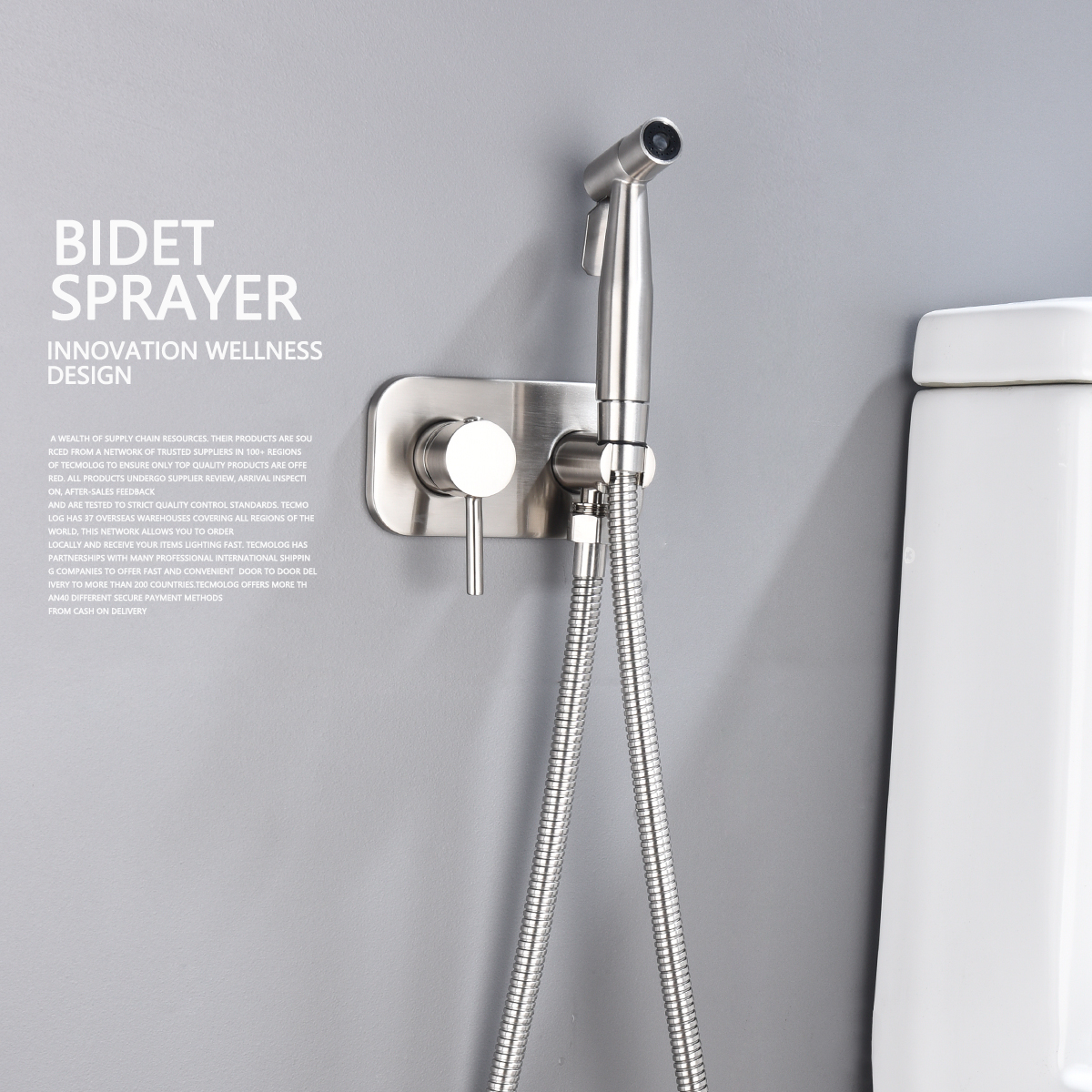 Tecmolog Stainless Steel Bathroom Bidet Sprayer Set, Hot and Cold ...