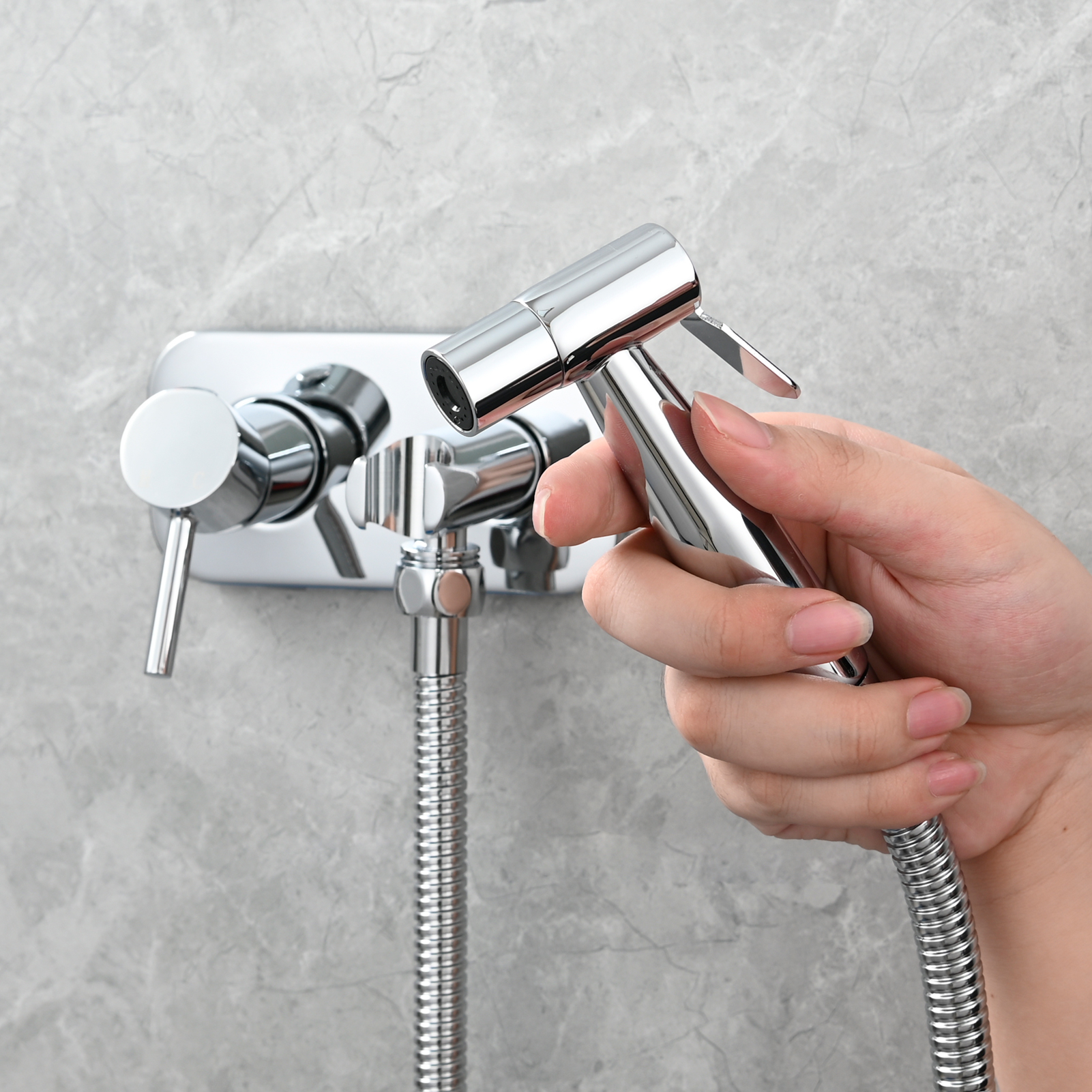 Tecmolog Stainless Steel Bathroom Bidet Sprayer Set, Hot and Cold ...