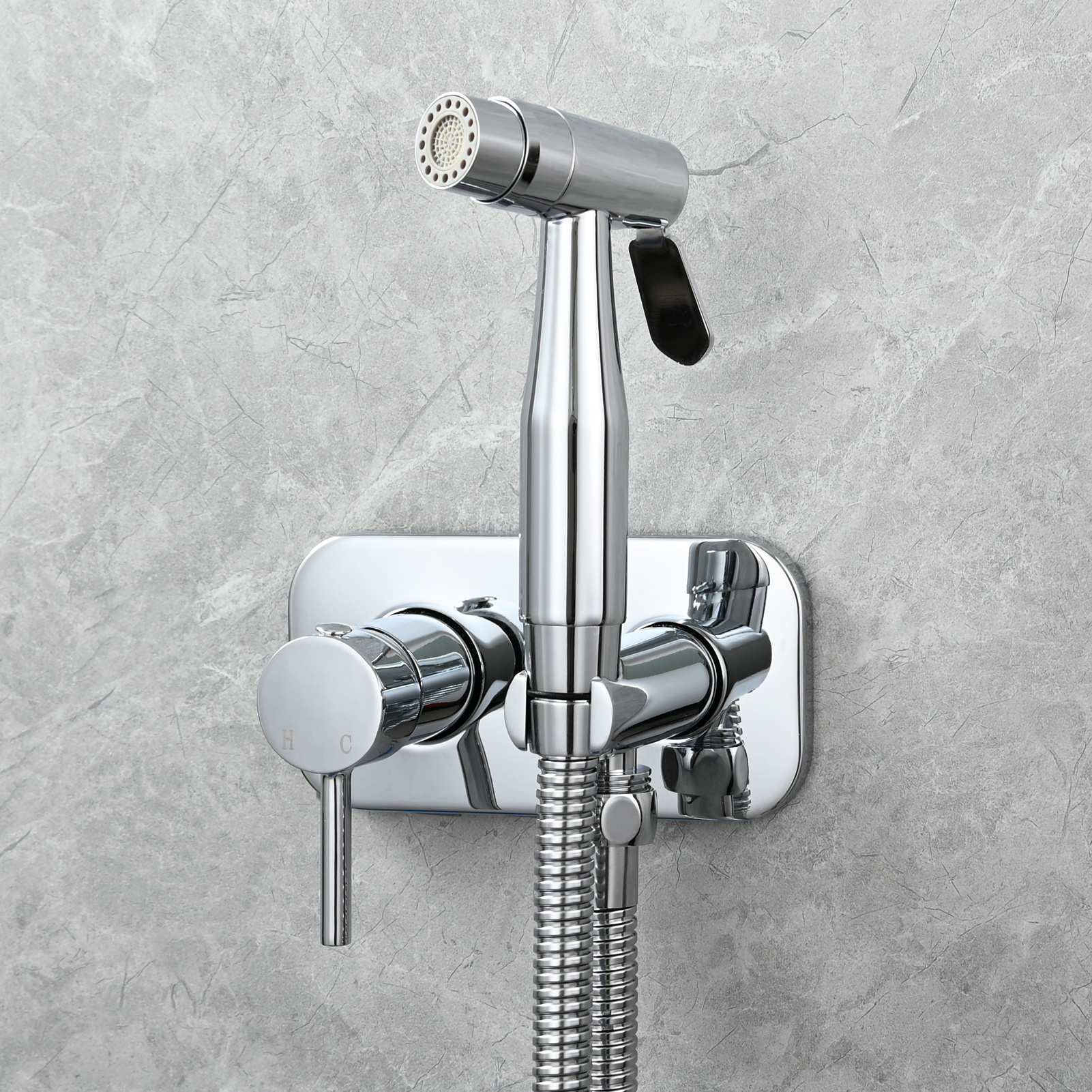 Tecmolog Stainless Steel Bathroom Bidet Sprayer Set, Hot and Cold ...