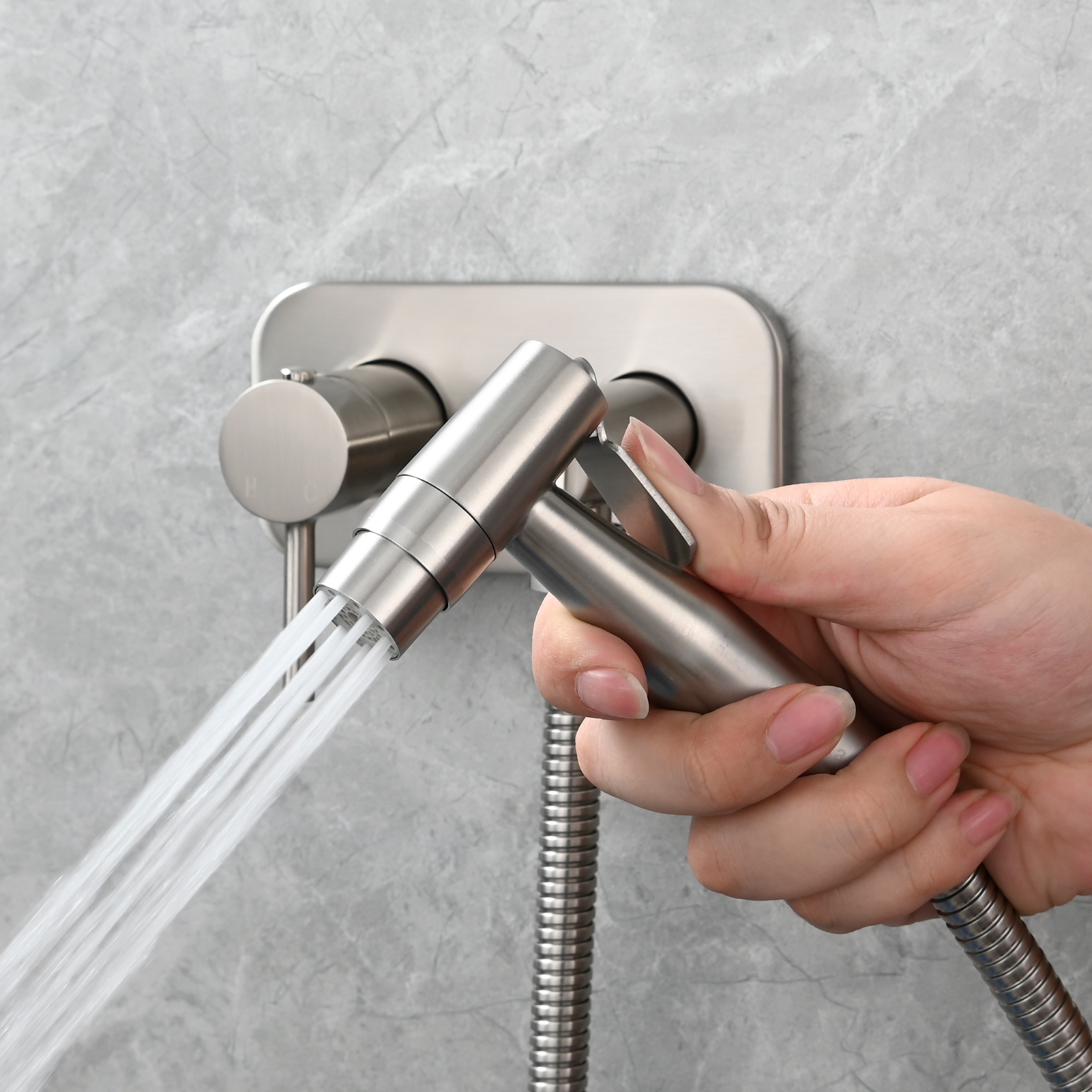 Tecmolog Stainless Steel Bathroom Bidet Sprayer Set, Hot and Cold ...