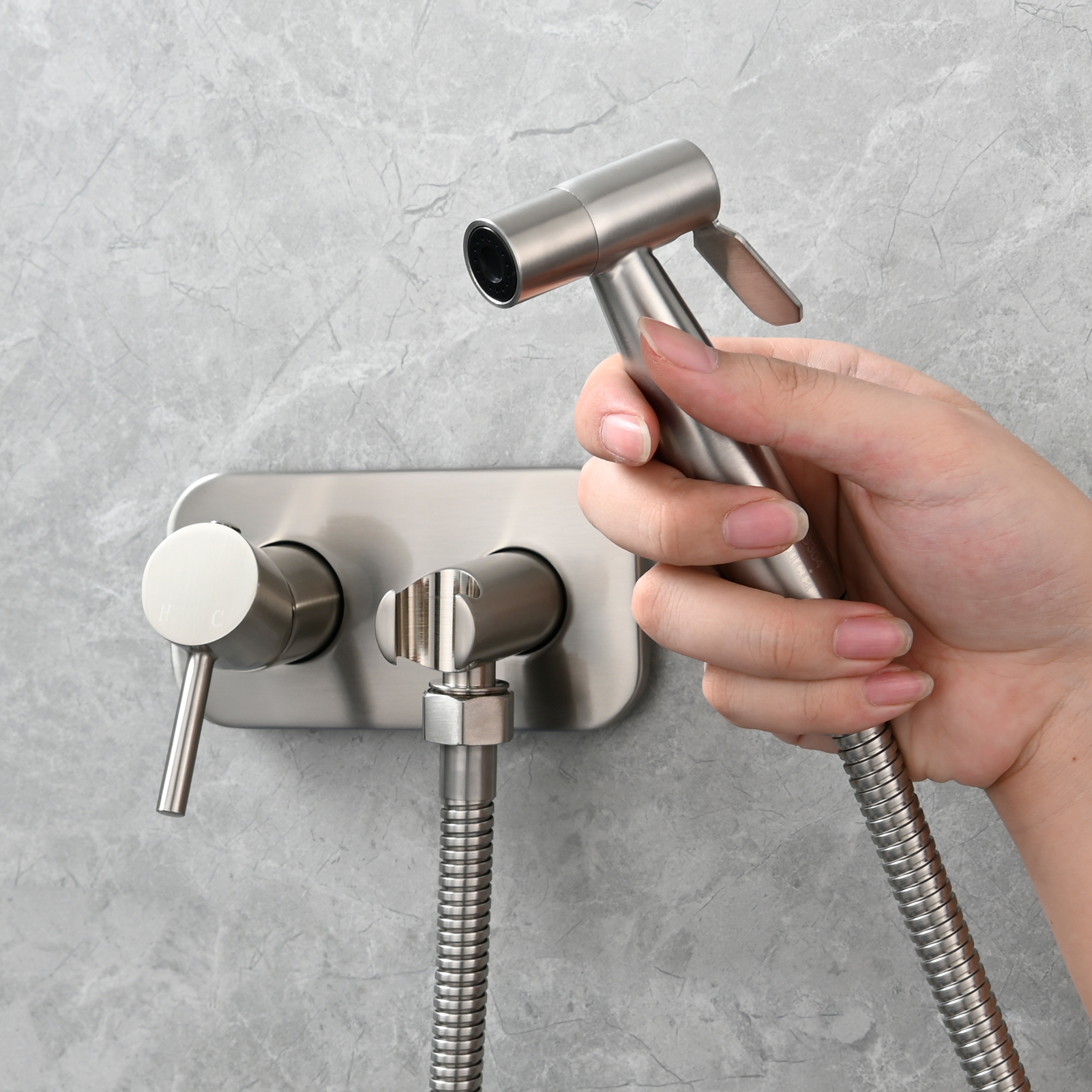 Tecmolog Stainless Steel Bathroom Bidet Sprayer Set, Hot and Cold ...