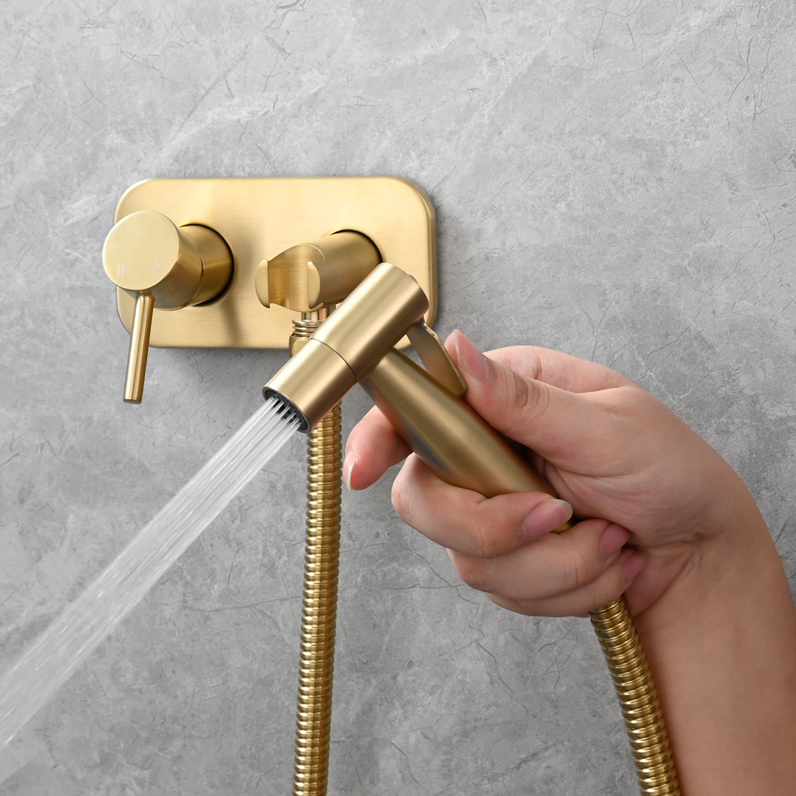 Tecmolog Stainless Steel Bathroom Bidet Sprayer Set, Hot and Cold ...